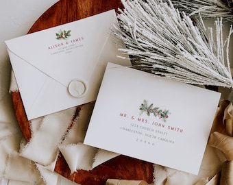 Christmas Envelope Address Template Printable Calligraphy - Etsy