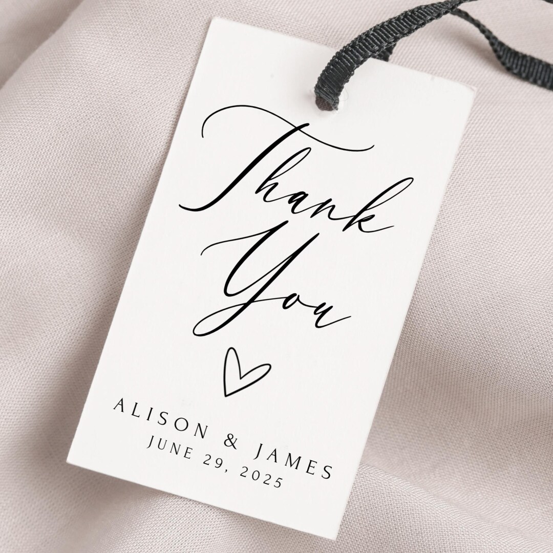 Modern Calligraphy Favor Tag: Elegant Wedding Thank You (editable ...