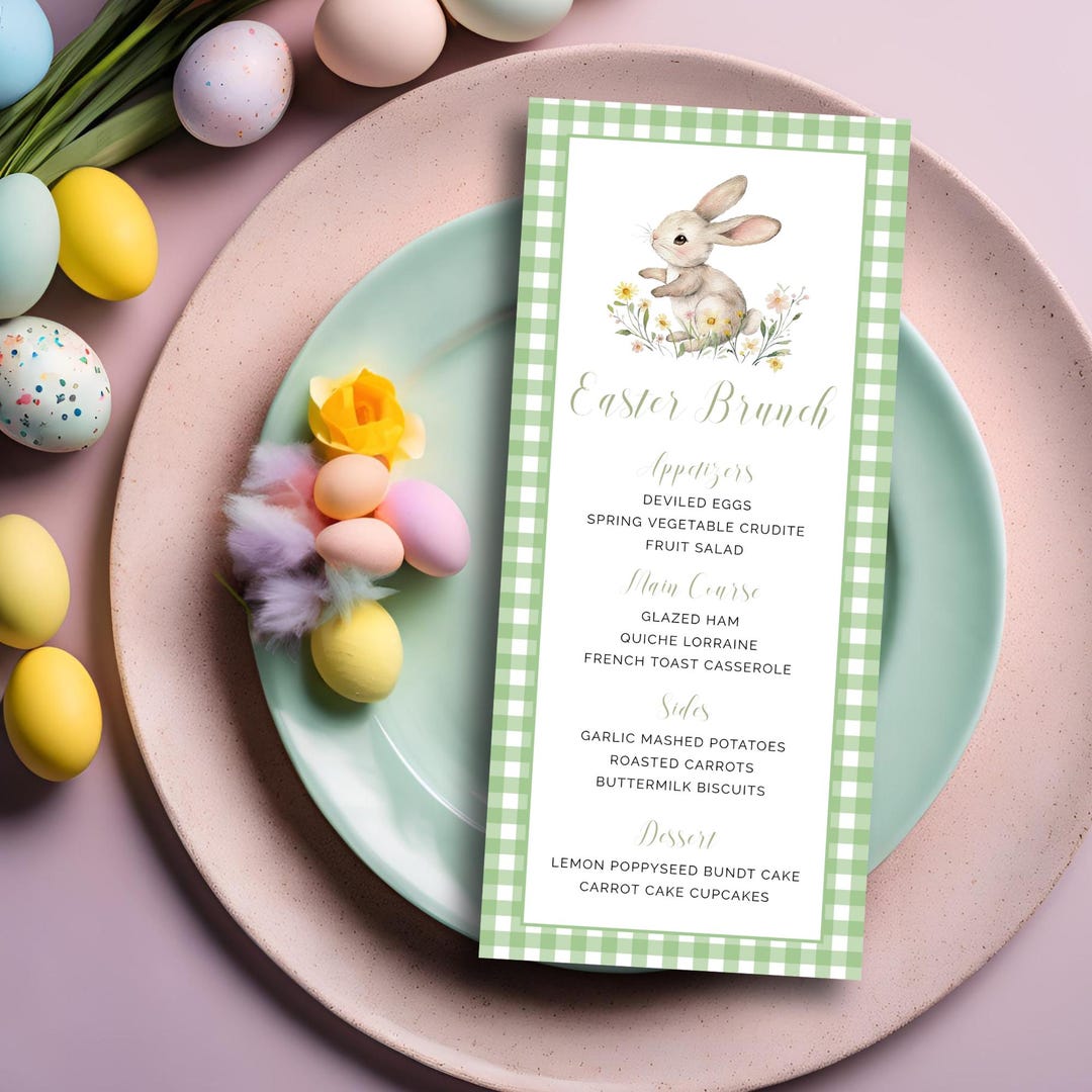 Easter Menu Template, Printable Bunny Menu, Editable Easter Brunch Menu ...