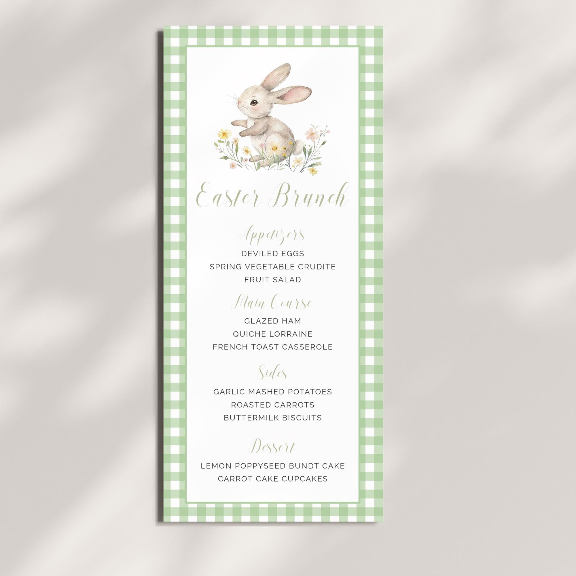 Easter Menu Template, Printable Bunny Menu, Editable Easter Brunch Menu ...