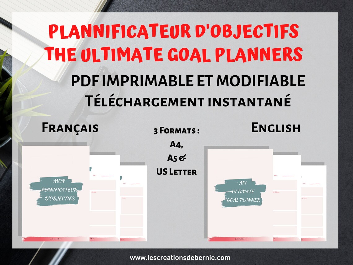 Planner d'objectifs plan d'action de projet planificateur imprimable et ...