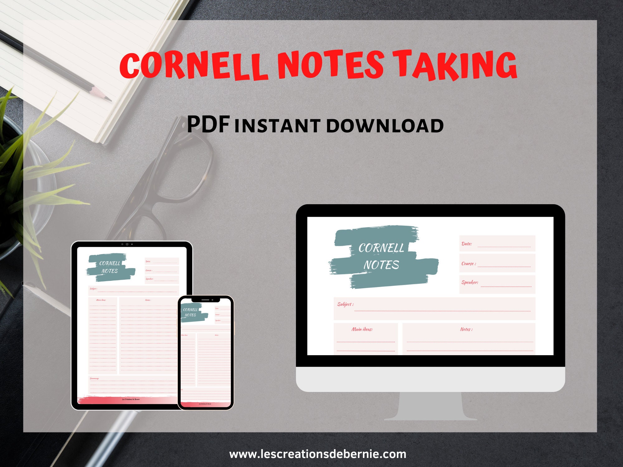 Cornell Method Notes Printable Doted Line Student Notes Inserts Notes ...