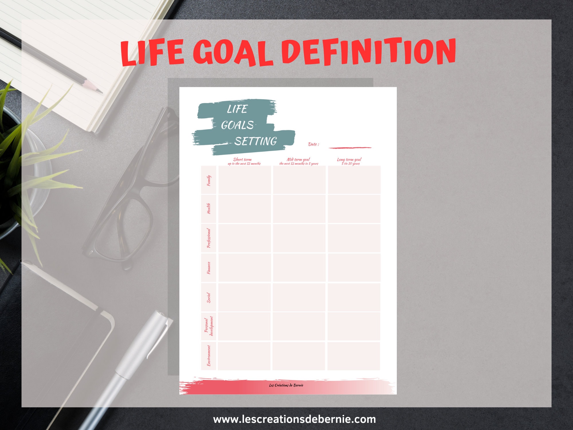 Goal Definition Planner Printable Short Medium Long Term Goal ...