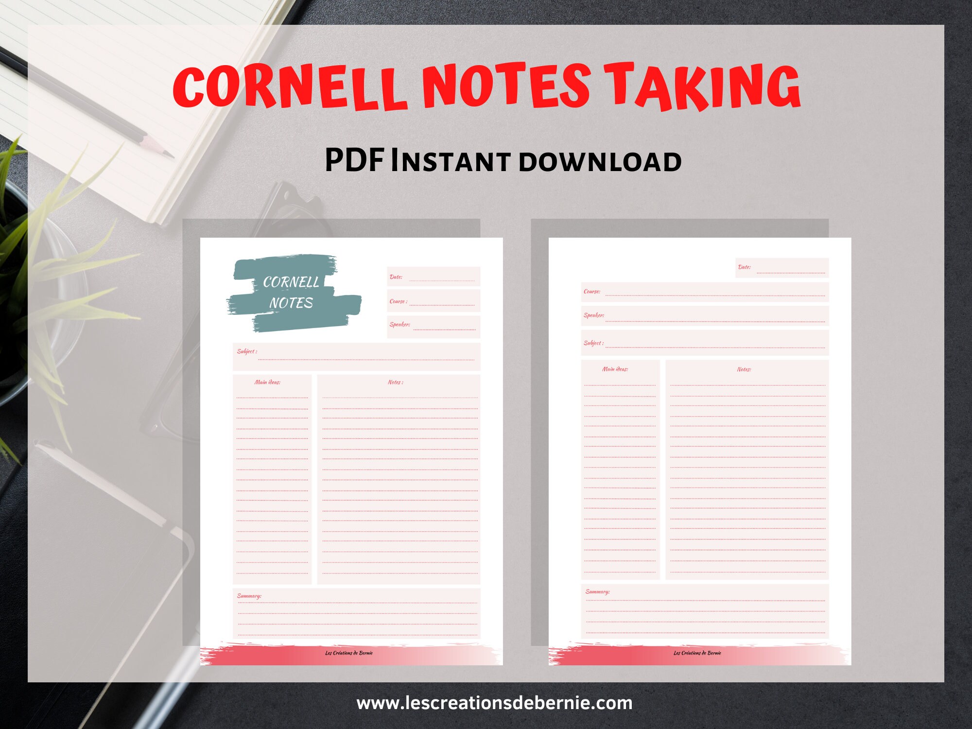 Cornell Method Notes Printable Doted Line Student Notes Inserts Notes ...