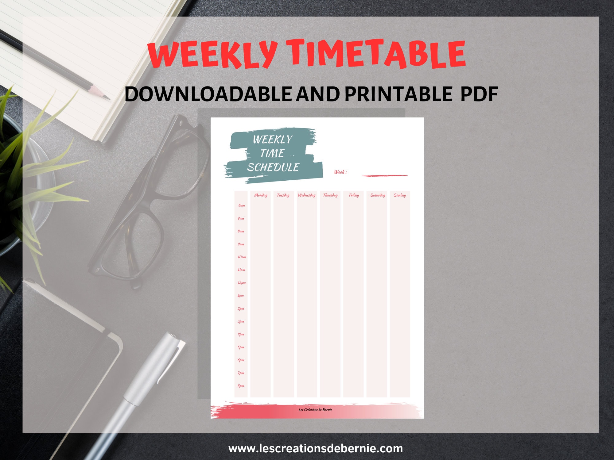 Weekly Timetable Printable Weekly Time Schedule Planner Weekly Planning ...