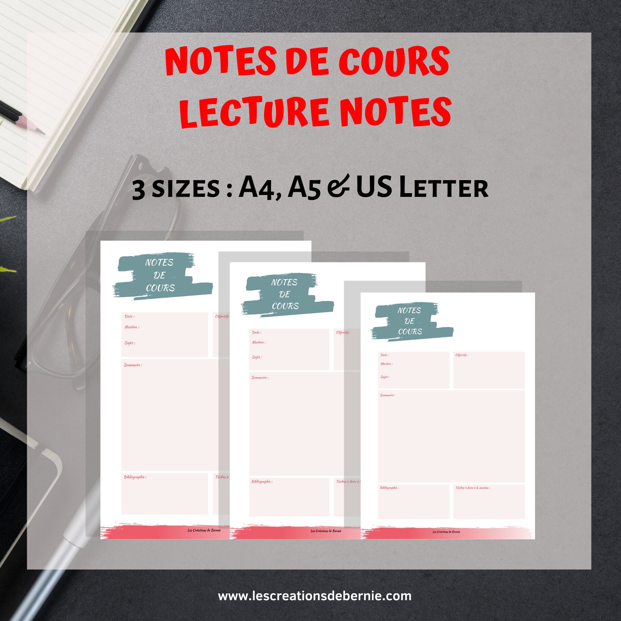 Lecture Notes Summary Worksheet Planner Planning Printable Course Notes ...