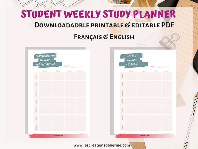 Weekly Study Planner Weekly Revision Worksheet Printable - Etsy
