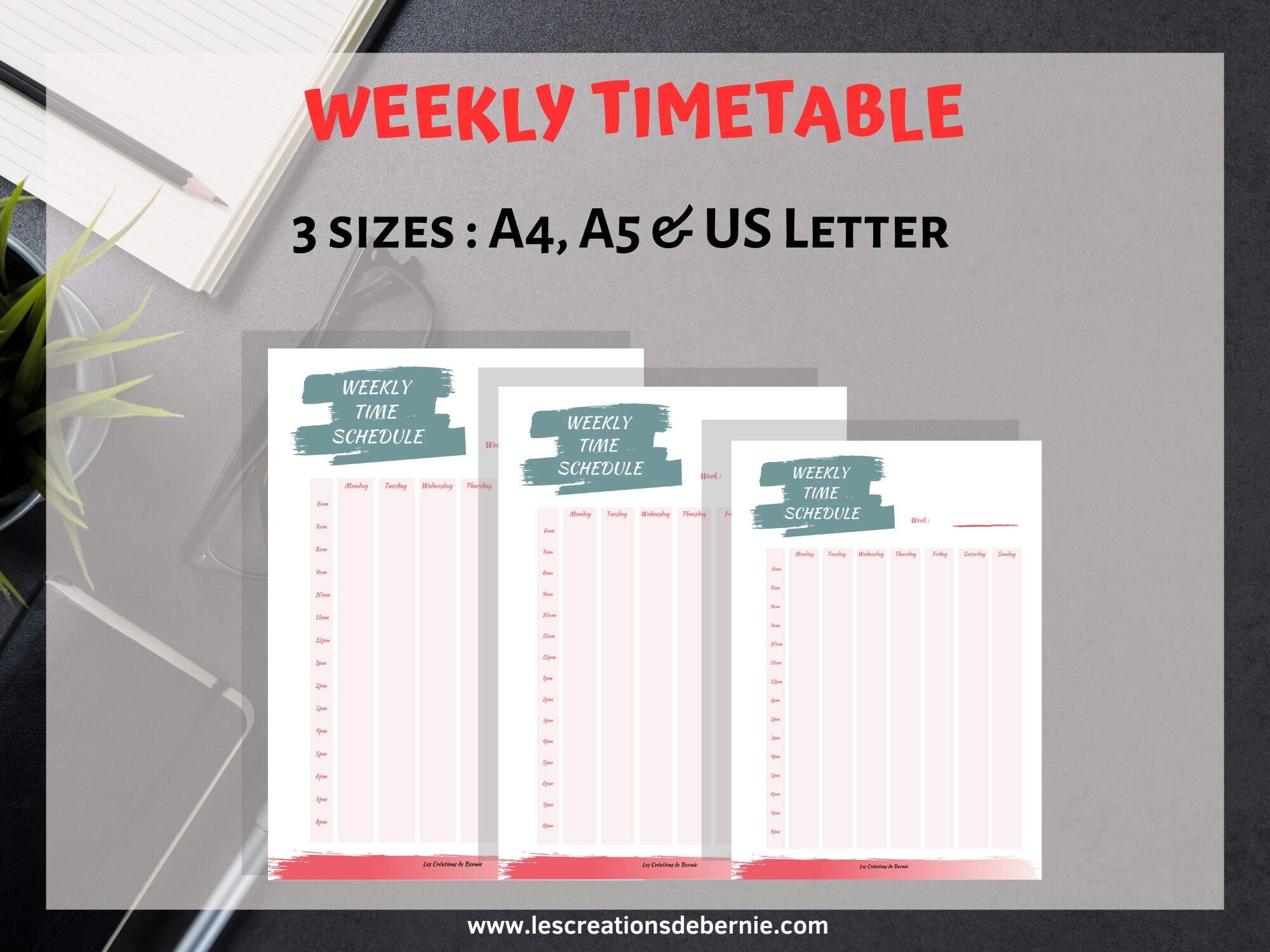 Weekly Timetable Printable Weekly Time Schedule Planner Weekly Planning ...
