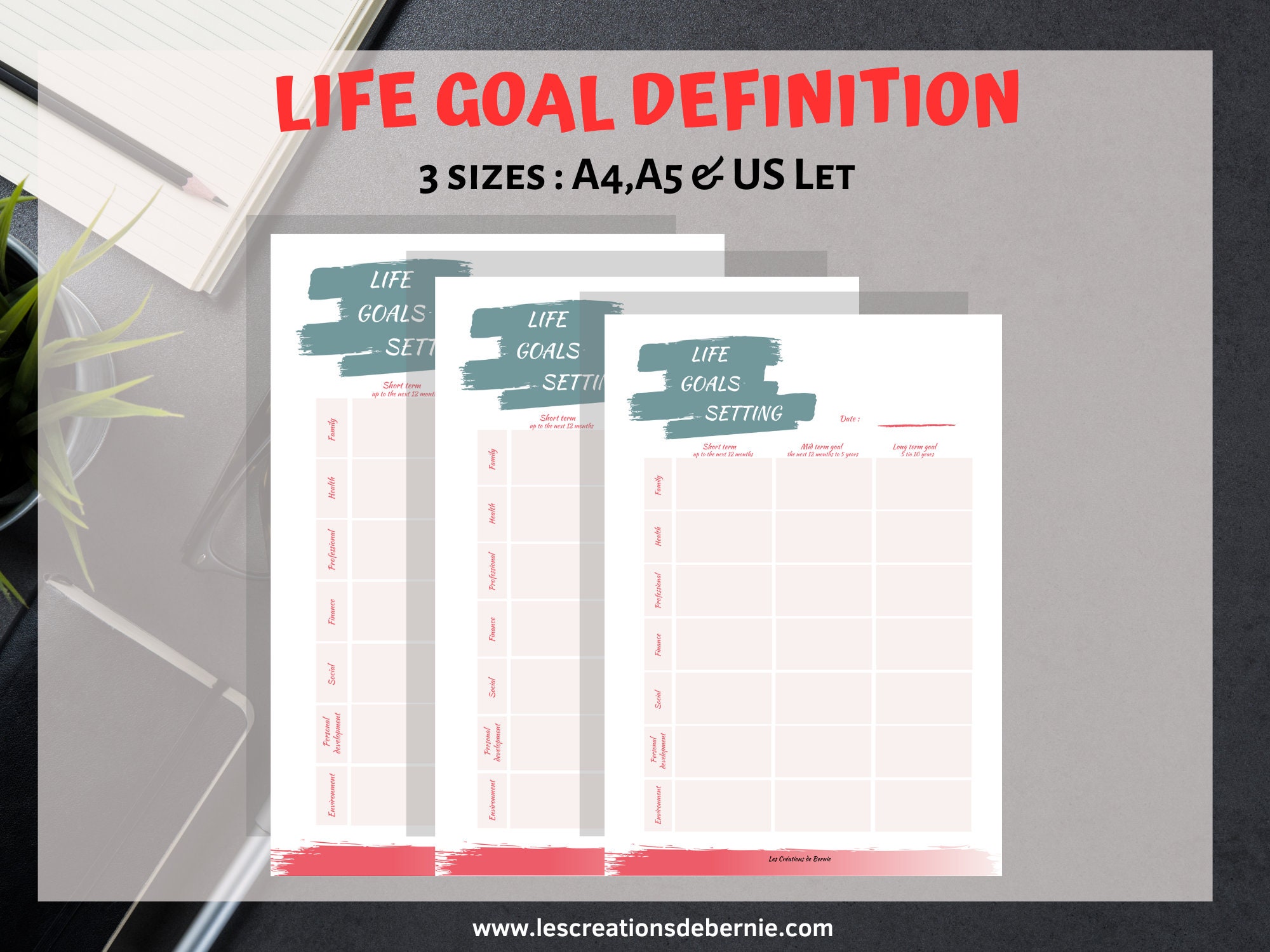 Goal Definition Planner Printable Short Medium Long Term Goal ...