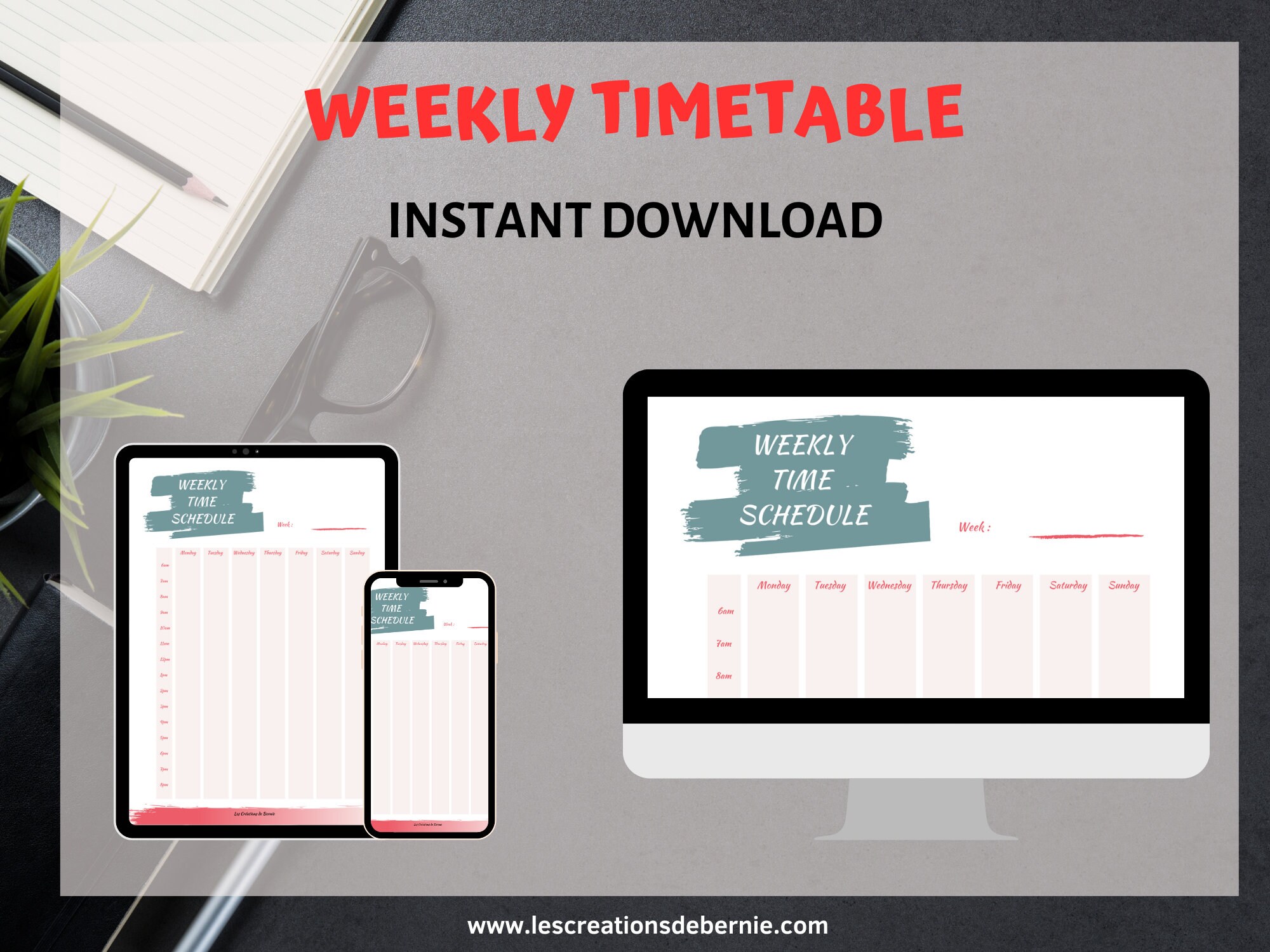 Weekly Timetable Printable Weekly Time Schedule Planner Weekly Planning ...