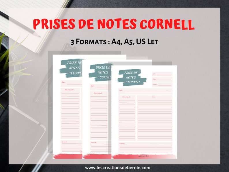 Cornell Method Notes Printable and Editable Lined Student Notes Inserts ...