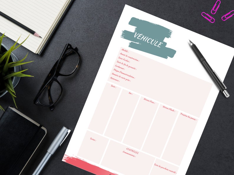 Family Car Details Planner Automobile Worksheet Vehicle Information ...