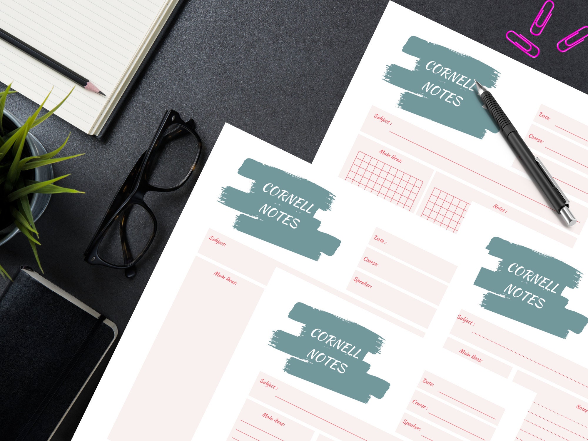 Cornell Method Notes Printable and Editable Plain Lined Doted Line and ...