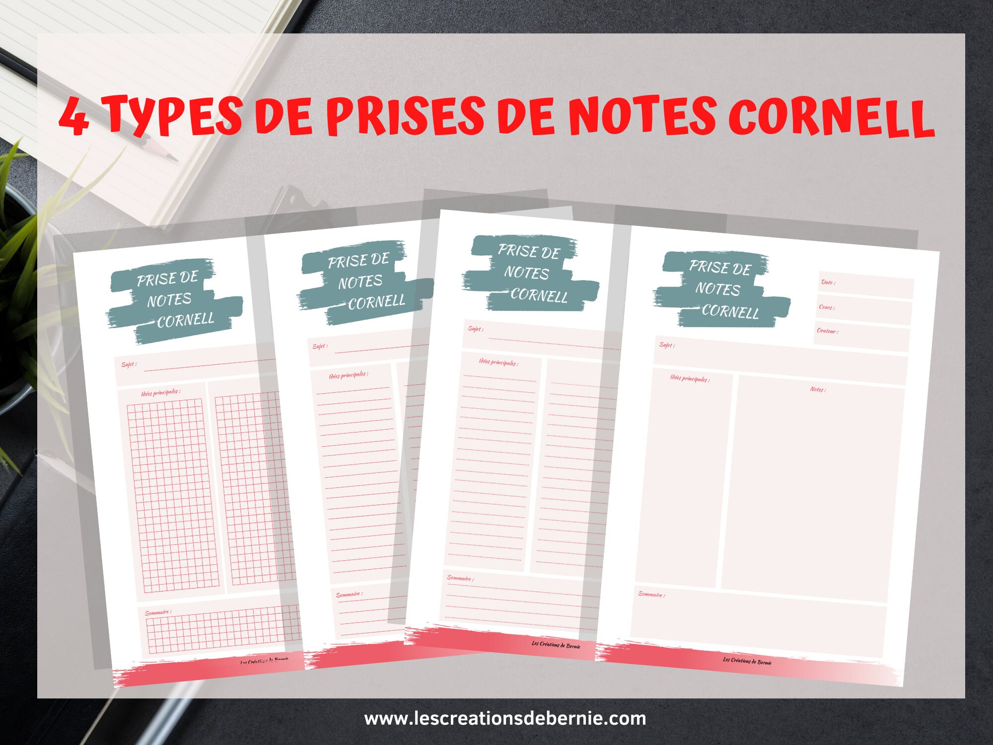 Cornell Method Notes Printable and Editable Plain Lined Doted Line and ...