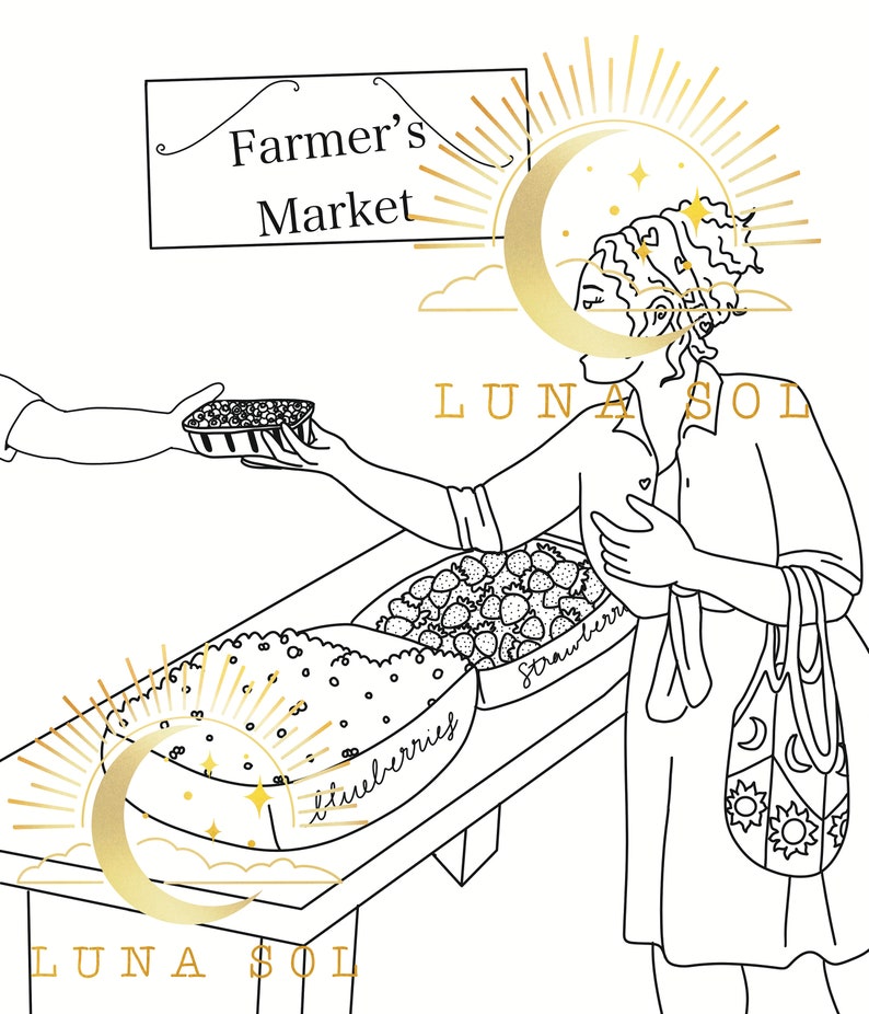 Farmers Market Printable Coloring Sheets - Etsy