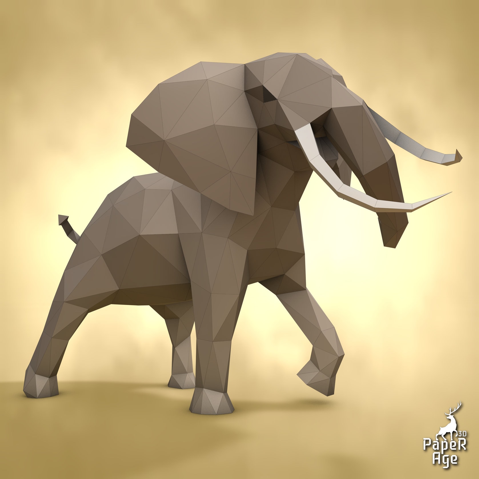 African Elephant, Papercraft, Pepakura, Lowpoly, Low Polygon, 3D ...