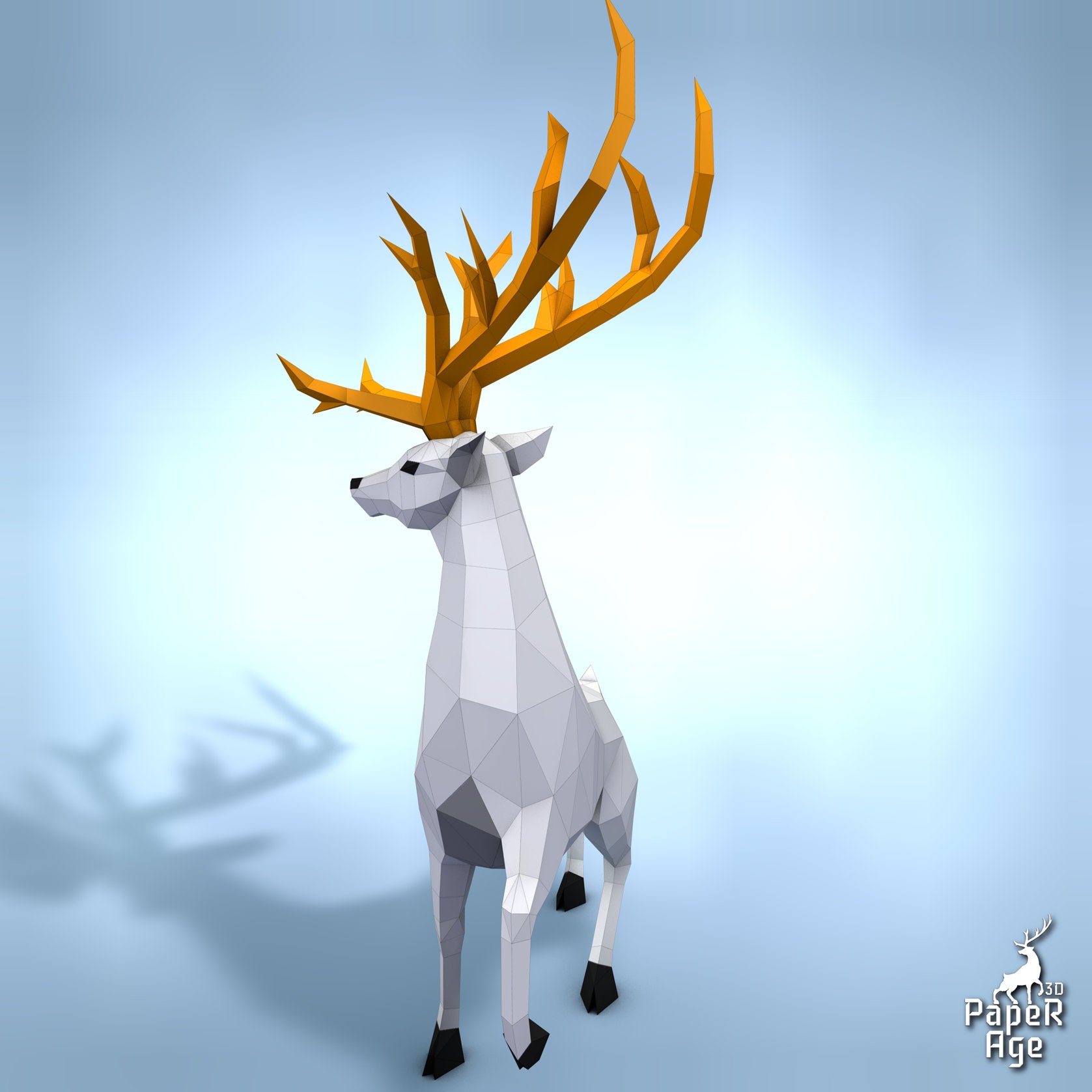 Royal Deer Papercraft Pepakura Lowpoly Low Polygon 3D | Etsy