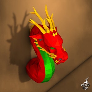 Chinese Dragon, Papercraft, Mustache Dragon Pepakura, Lowpoly, Low ...