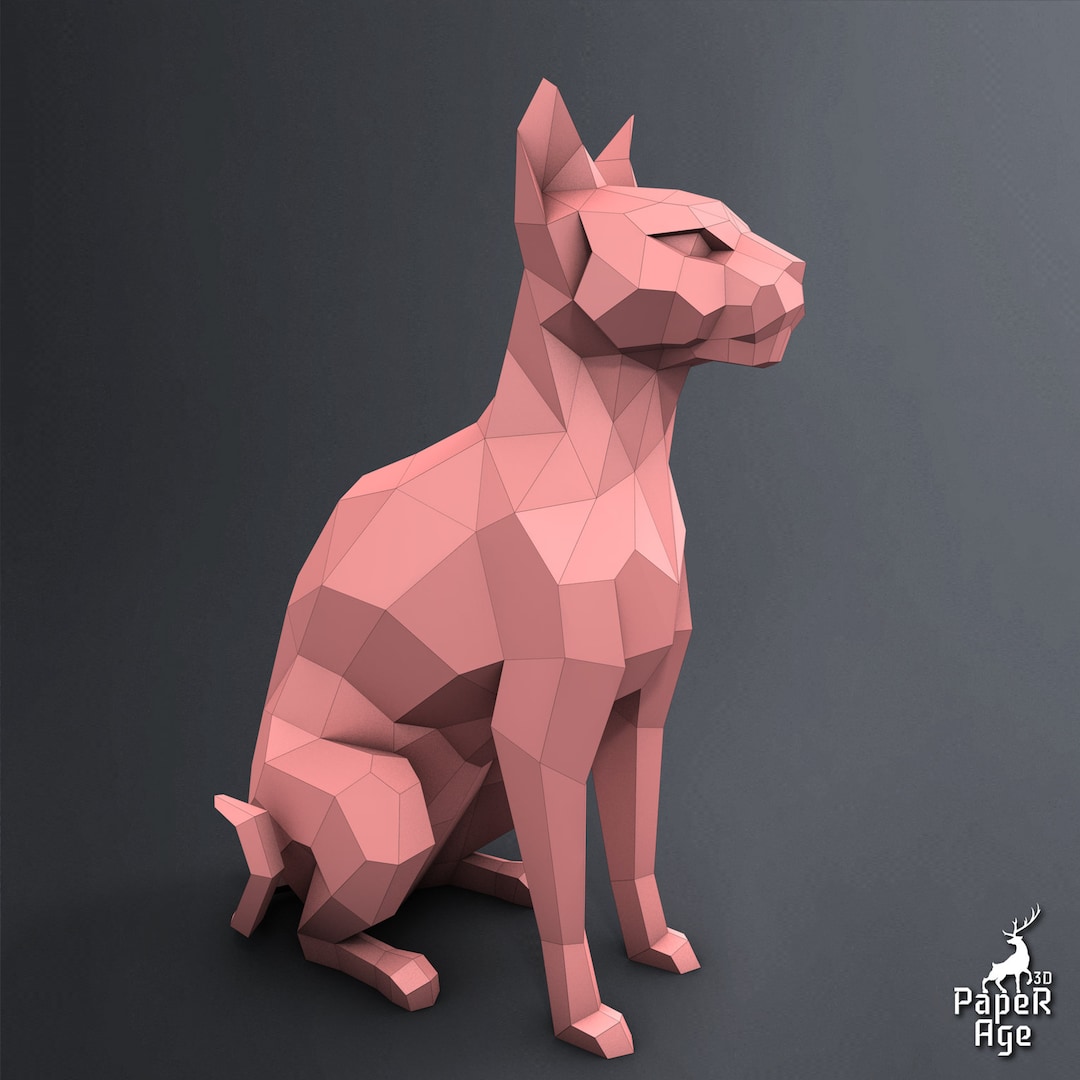 Cat, Sphinx Cat, Sphinx Cat, Papercraft, Pepakura, Lowpoly, Low Polygon ...