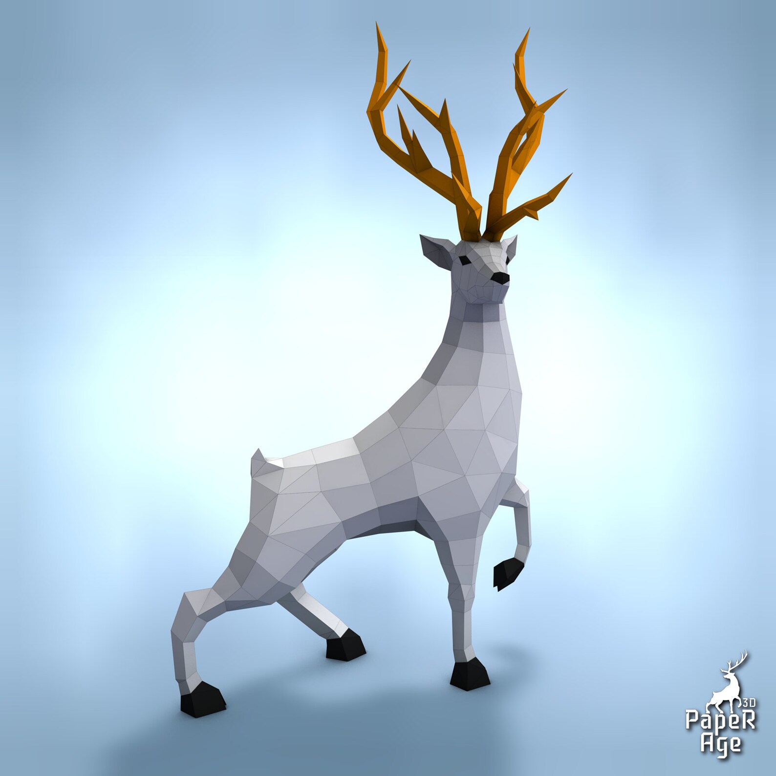 Royal Deer Papercraft Pepakura Lowpoly Low Polygon 3D | Etsy India