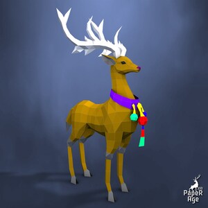 Christmas Deer, Papercraft, Pepakura, Lowpoly, Low Polygon, 3D ...