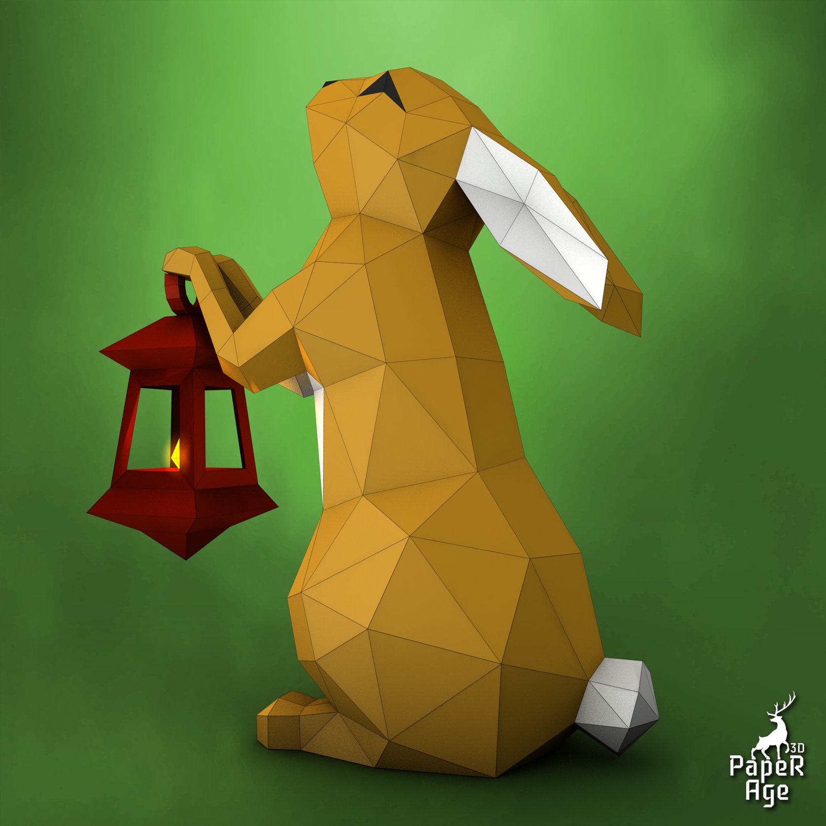 Rabbit Easter Bunny Bunny Papercraft Pepakura Lowpoly | Etsy