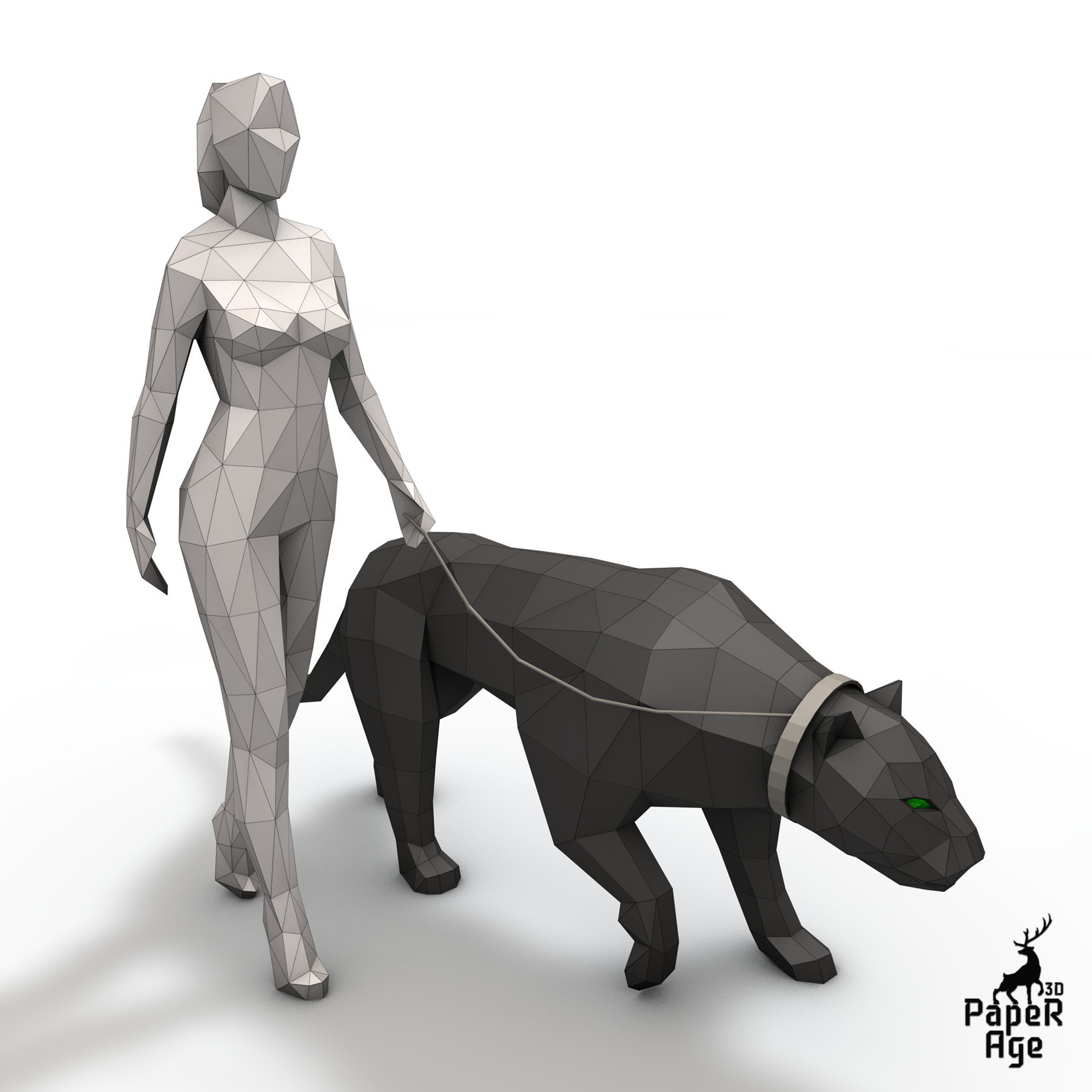 Panther Hunting Paper Girl Papercraft Pepakura Lowpoly - Etsy