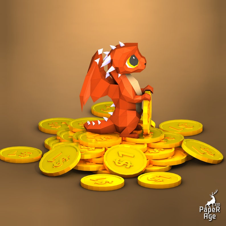 Little Dragon, Dragon Papercraft, Symbol of Wealth, Red Dragon ...