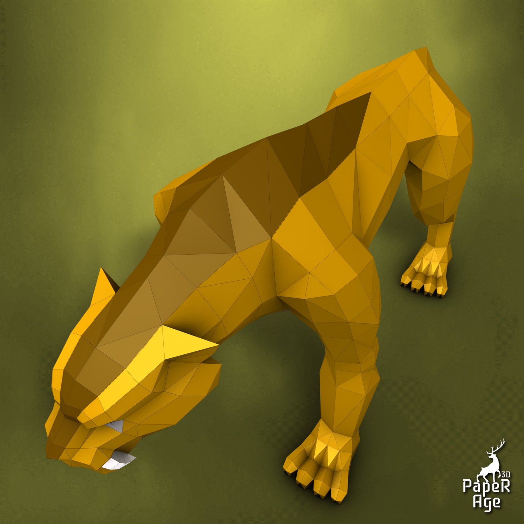 Sabre-toothed tiger Papercraft Pepakura Lowpoly Low | Etsy