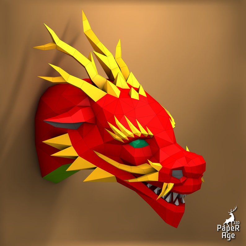 Chinese Dragon Papercraft Pepakura Lowpoly Low Polygon 3D | Etsy