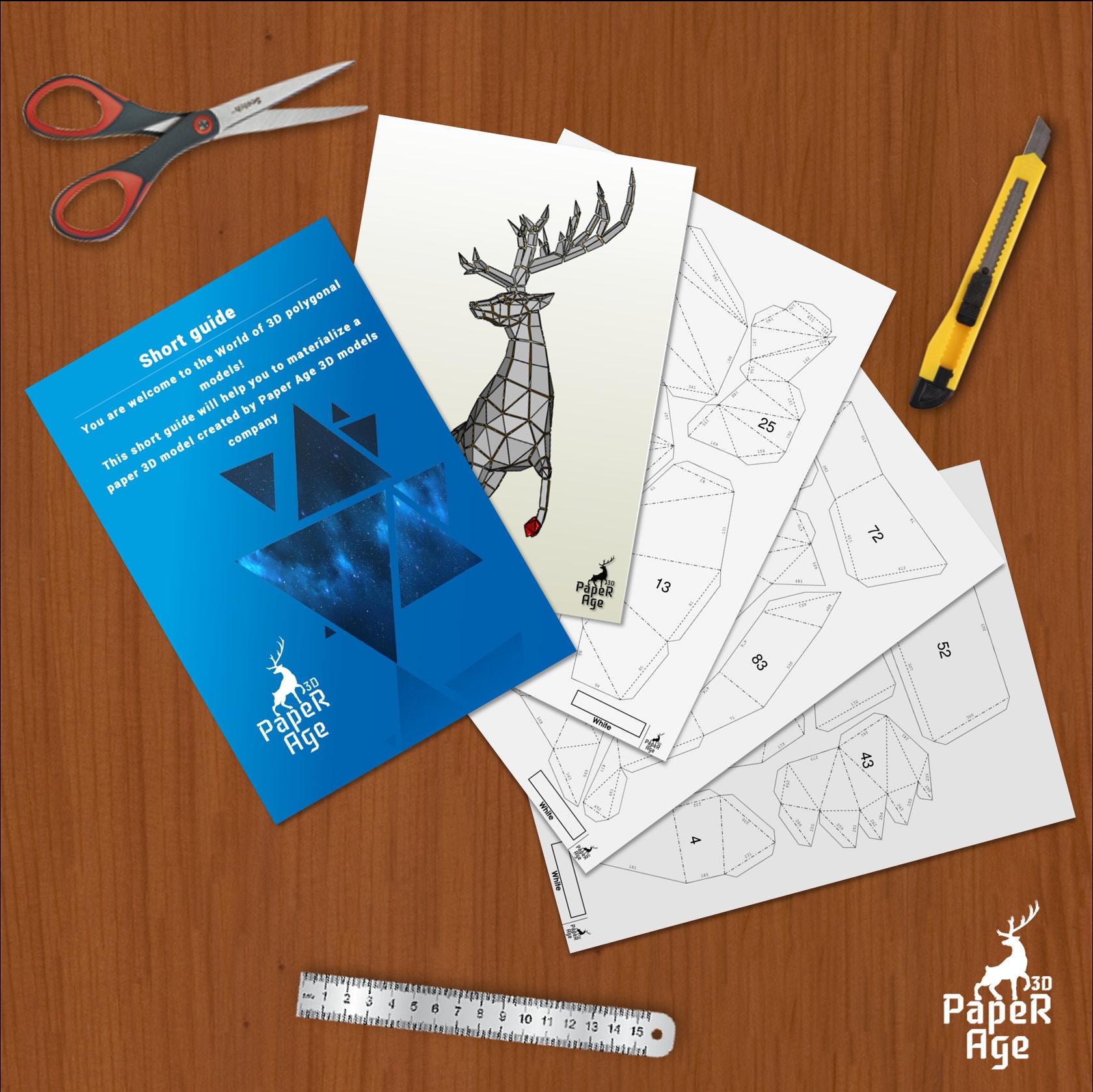 Royal Deer Papercraft Pepakura Lowpoly Low Polygon 3D | Etsy India