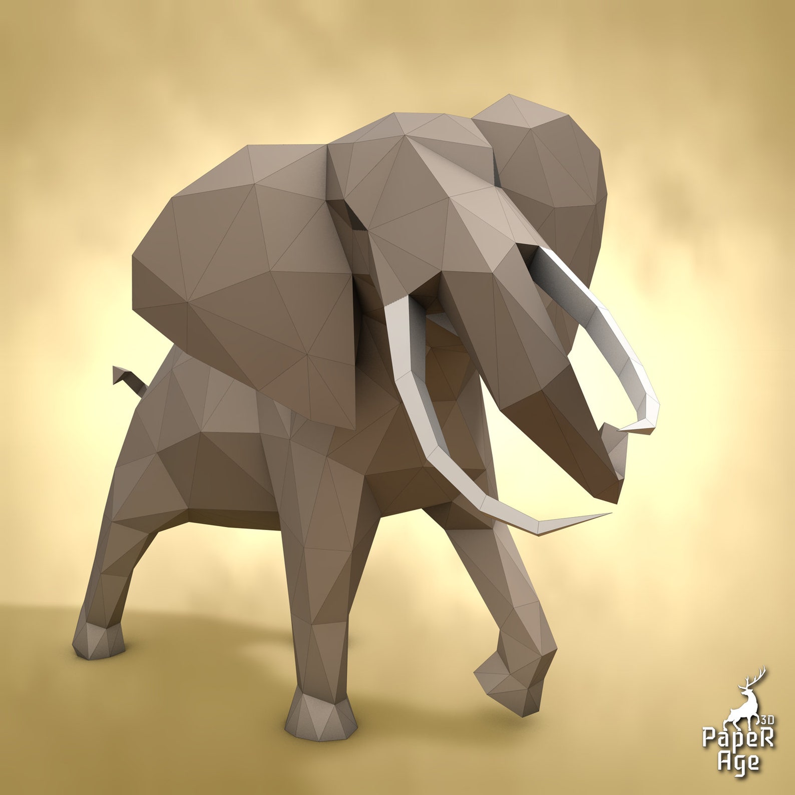 African Elephant, Papercraft, Pepakura, Lowpoly, Low Polygon, 3D ...