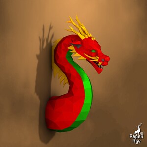 Chinese Dragon, Papercraft, Mustache Dragon Pepakura, Lowpoly, Low ...