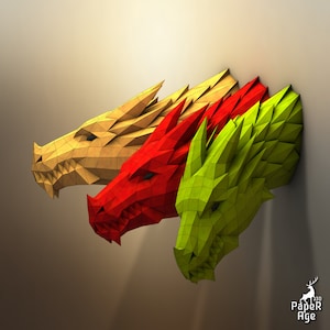 Dragon on the Wall, Head of Dragon, Papercraft, Trophy, Pepakura ...