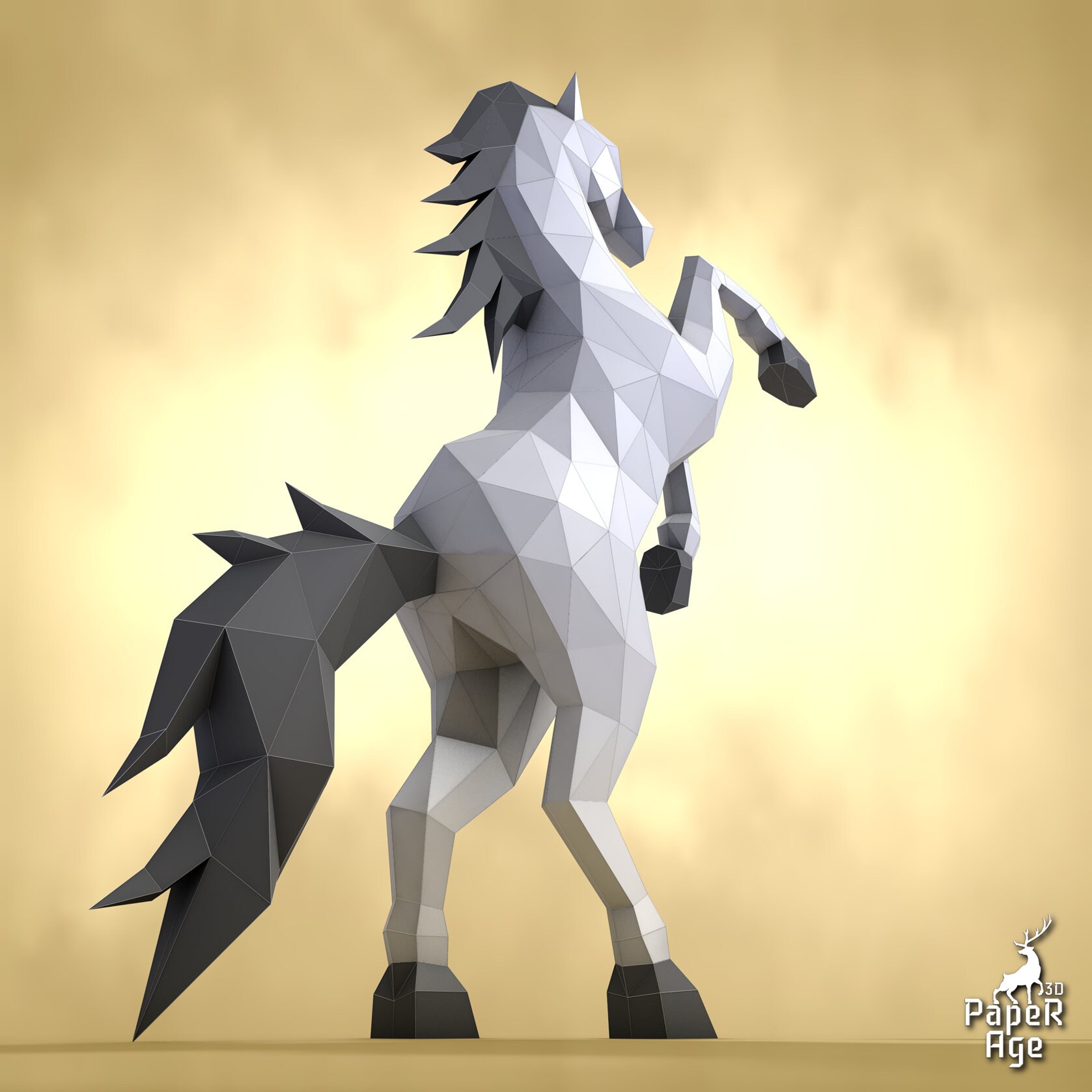 White Horse Papercraft Pepakura Lowpoly Low Polygon 3D - Etsy España