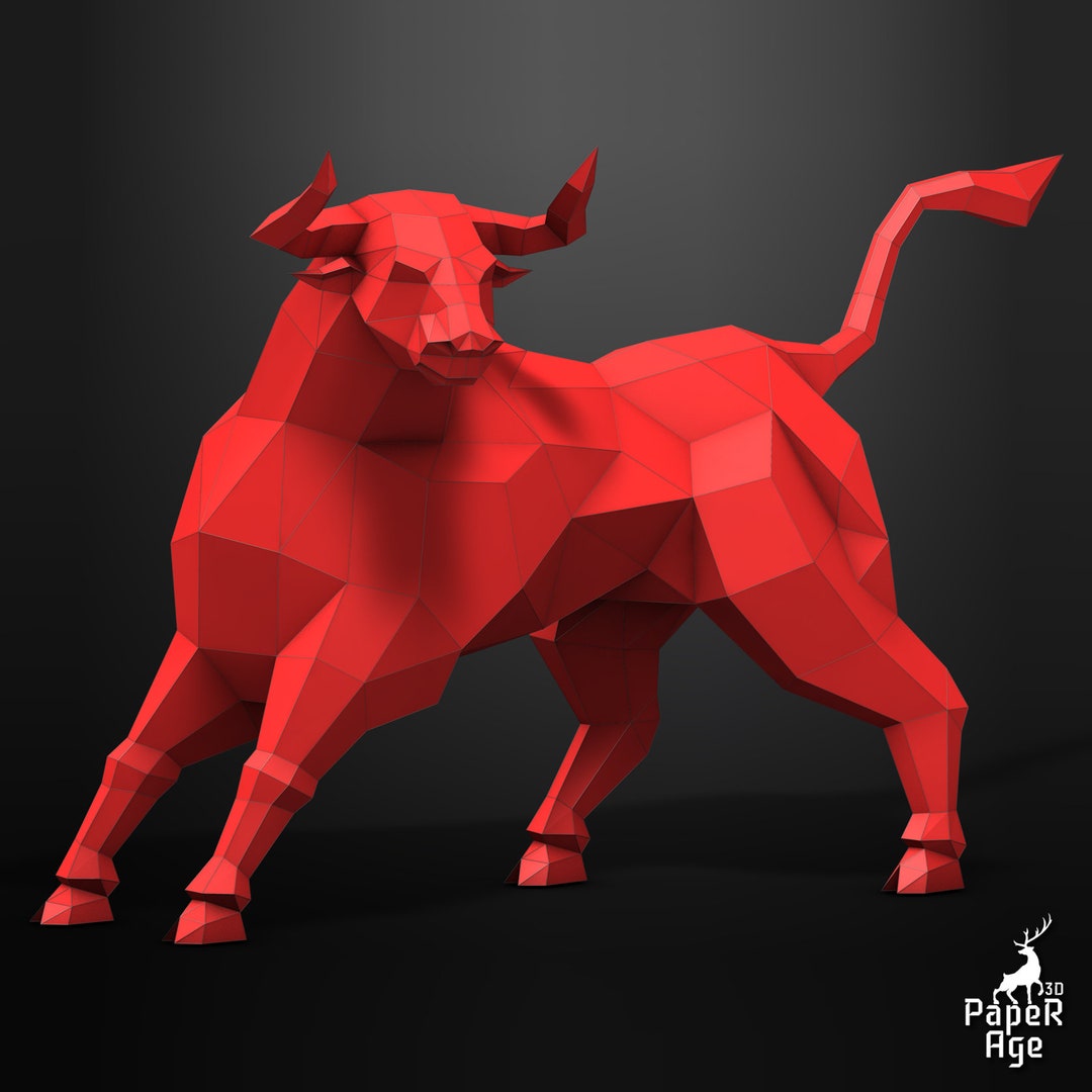 Bull, Papercraft, Pepakura, Lowpoly, Hard Style, Low Polygon, 3D ...