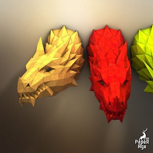 Dragon on the Wall, Head of Dragon, Papercraft, Trophy, Pepakura ...