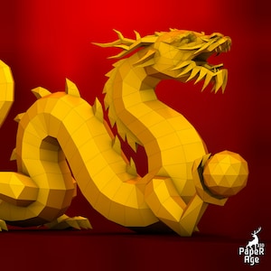 Chinese Dragon, Papercraft, Mustache Dragon Pepakura, Lowpoly, Low ...