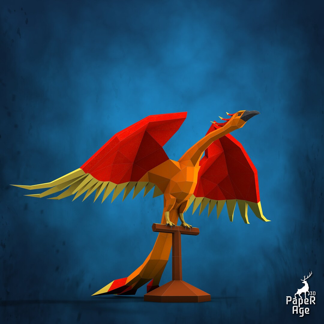 Phoenix, Papercraft, Pepakura, Lowpoly, Low Polygon, 3D Papercraft ...