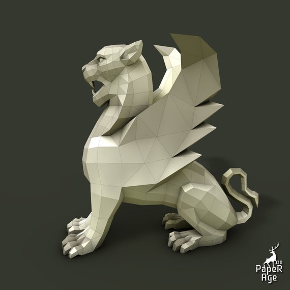 Griffin Gryphon Griffon Papercraft Pepakura Lowpoly Low | Etsy Israel