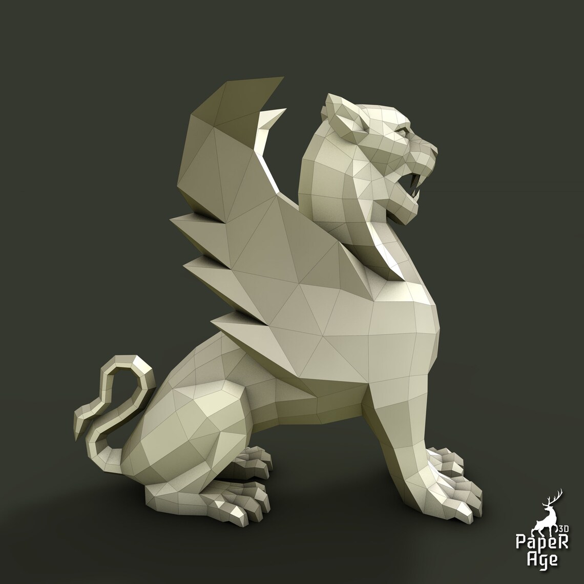 Griffin Gryphon Griffon Papercraft Pepakura Lowpoly Low - Etsy Israel