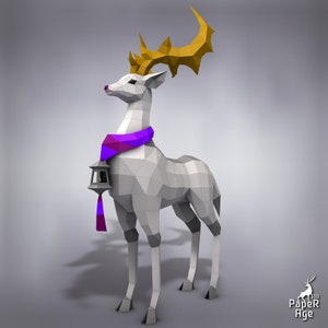 Christmas Deer, Papercraft, Pepakura, Lowpoly, Low Polygon, 3D ...