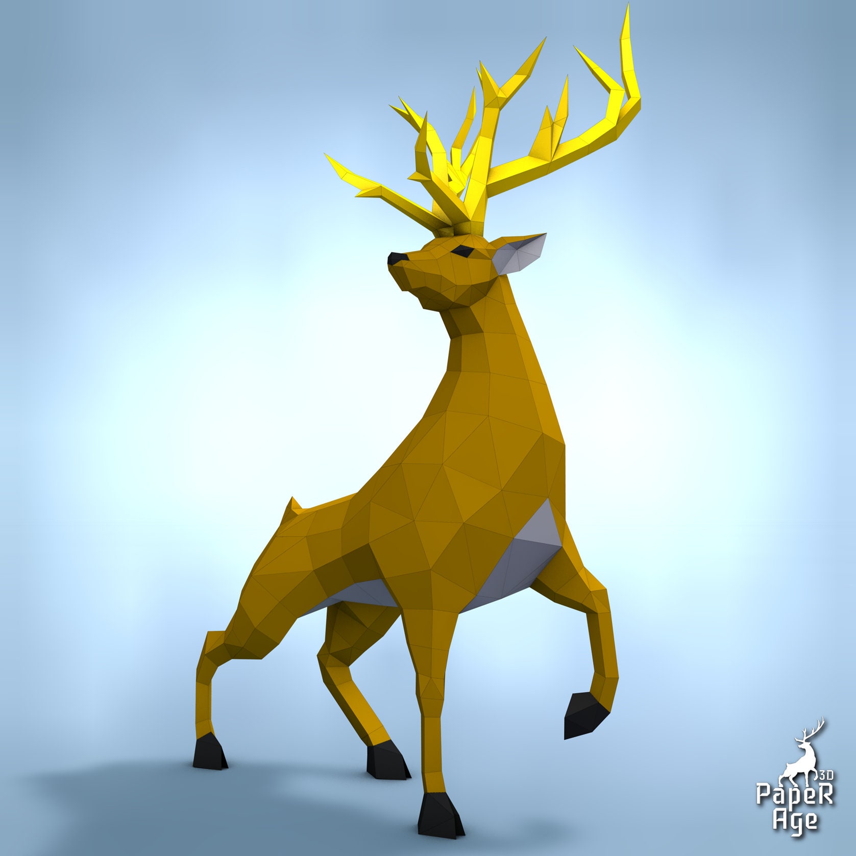 Royal Deer Papercraft Pepakura Lowpoly Low Polygon 3D | Etsy