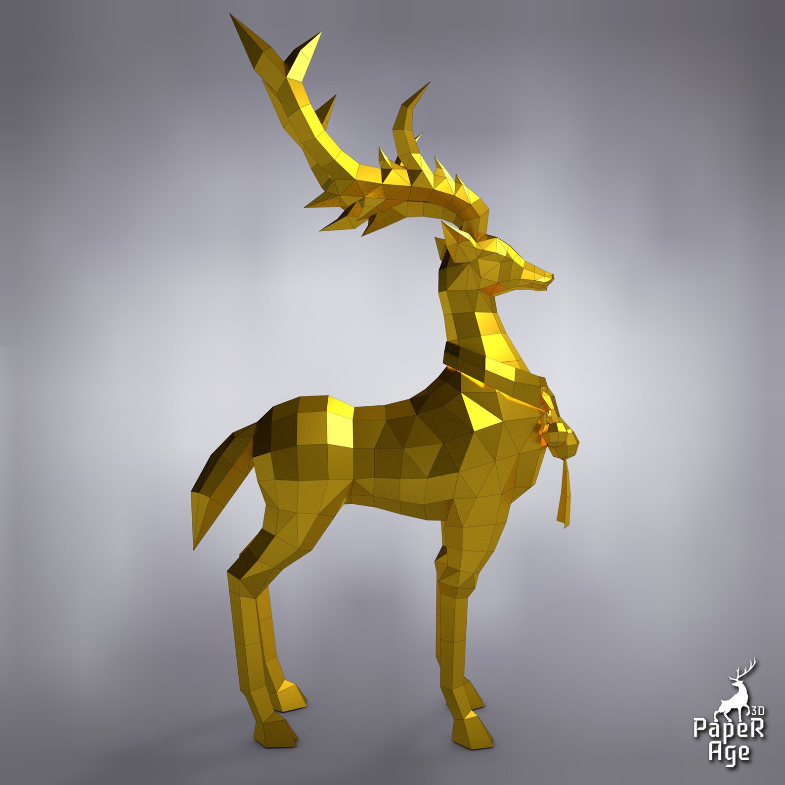 Christmas Deer, Papercraft, Pepakura, Lowpoly, Low Polygon, 3D ...