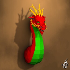 Chinese Dragon, Papercraft, Mustache Dragon Pepakura, Lowpoly, Low ...