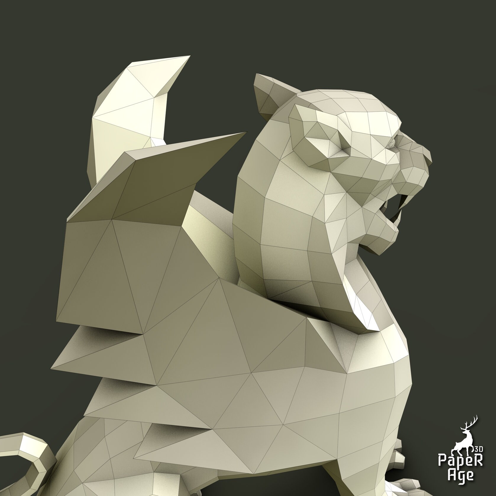 Griffin Gryphon Griffon Papercraft Pepakura Lowpoly Low | Etsy Israel