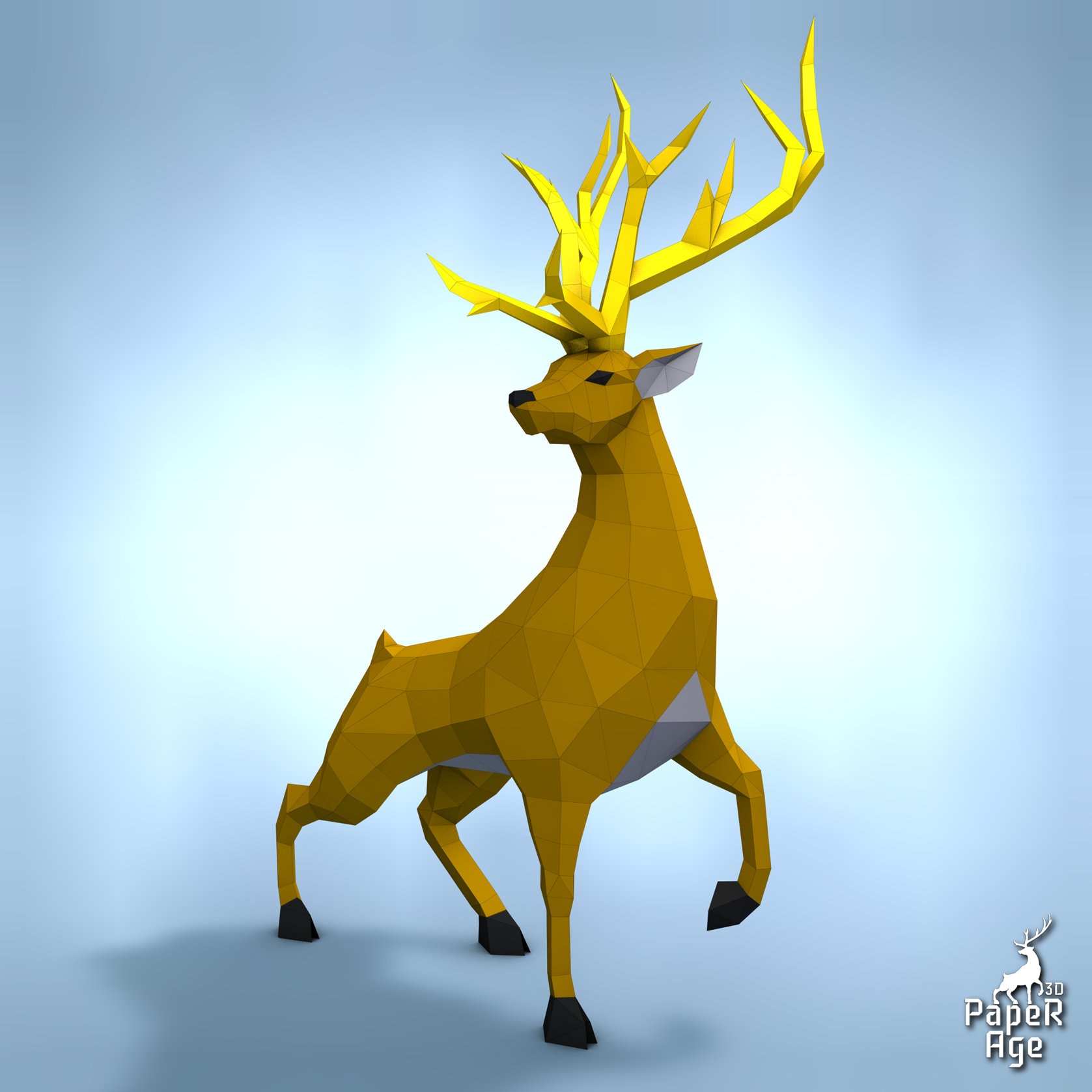 Royal Deer Papercraft Pepakura Lowpoly Low Polygon 3D | Etsy