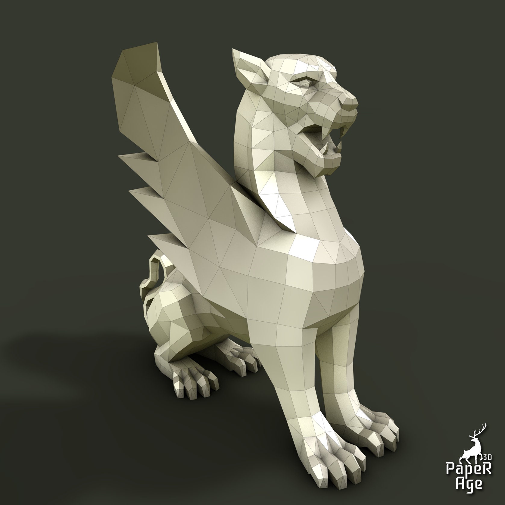 Griffin Gryphon Griffon Papercraft Pepakura Lowpoly Low - Etsy Israel