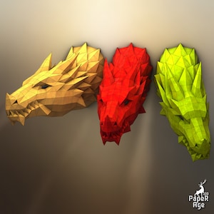 Dragon on the Wall, Head of Dragon, Papercraft, Trophy, Pepakura ...