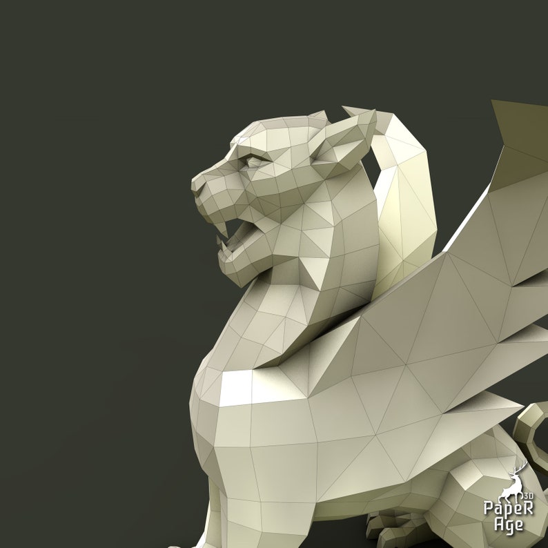 Griffin Gryphon Griffon Papercraft Pepakura Lowpoly Low | Etsy Israel